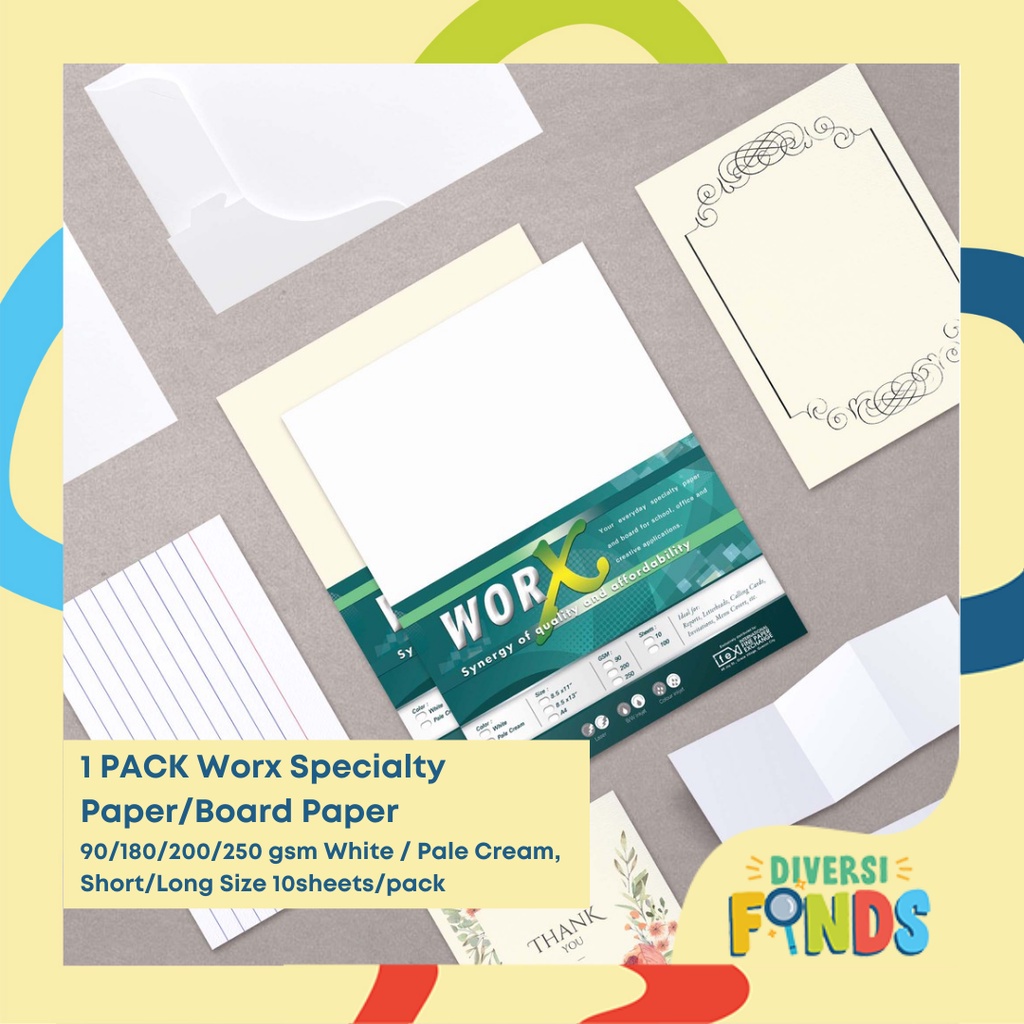 1PACK Worx Specialty/Board Paper 90/180/200/250 gsm White / Pale Cream ...