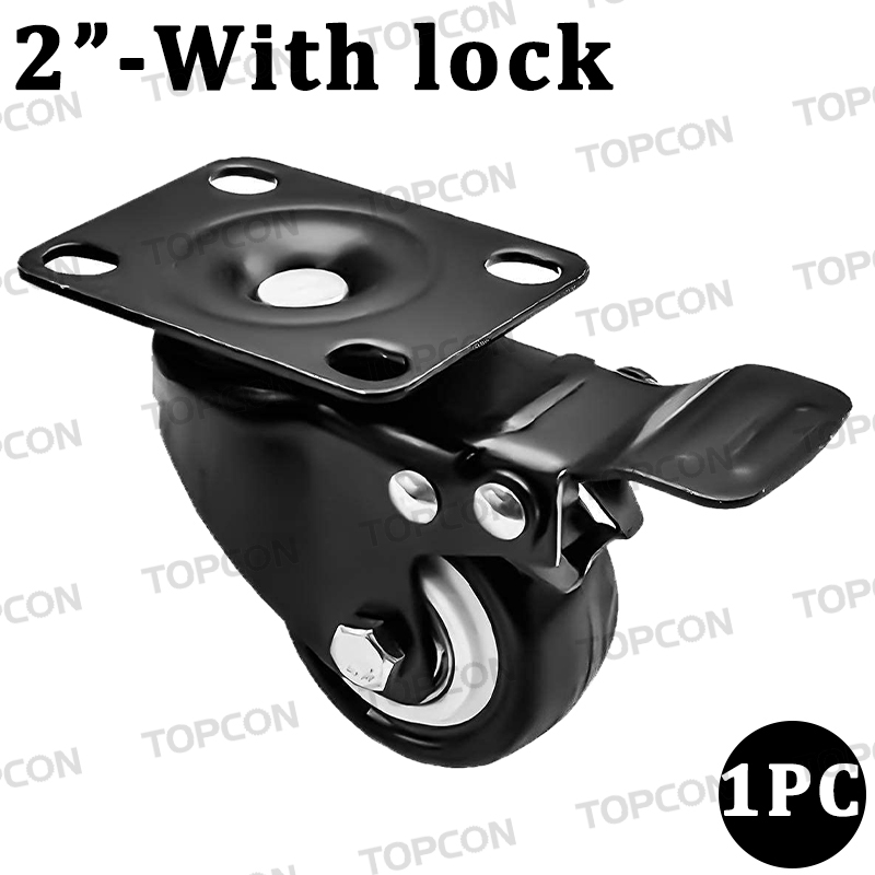 1.5" - 2" Black Universal Caster Wheels With Dual Ball Bearings Noise ...