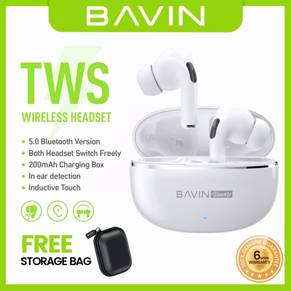 BAVIN BA17 TWS Bluetooth Wireless Earphones Bluetooth 5.0 Stereo Audio ...