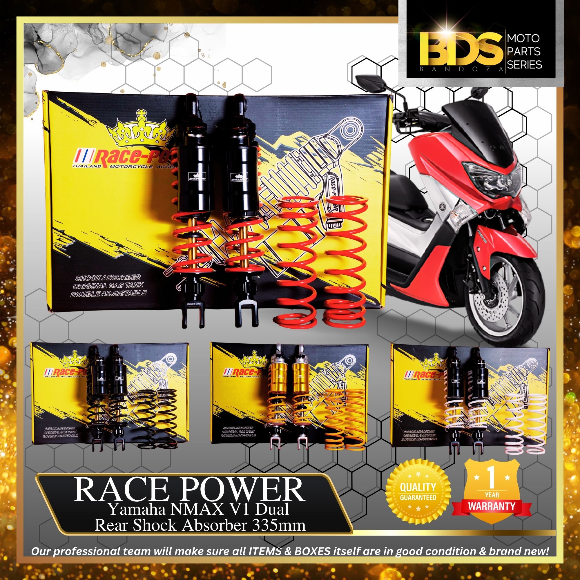 RACE POWER Dual Rear Shock Absorber w/ Tank 335mm Nmax V1 [1 Year ...