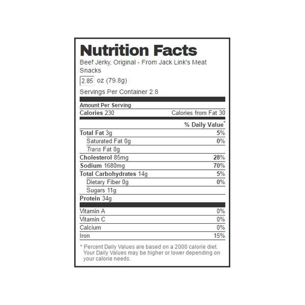Jack Link S Original Beef Stick Nutrition Facts - Bios Pics