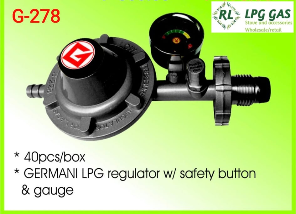GERMANI LPG REGULATOR WITH SAFETY BUTTON AND GAUGE (G-278) | Lazada PH