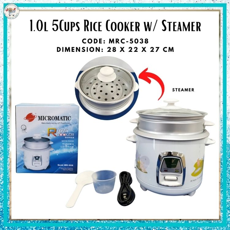 Micromatic MRC-5038 1.0Liters 5cups Rice Cooker with Steamer | Lazada PH