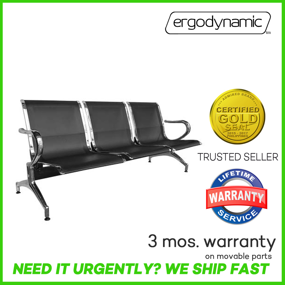 Ergodynamic GC-303BLK Deluxe Metal Gang Chair 3 Seater (Black) | Lazada PH