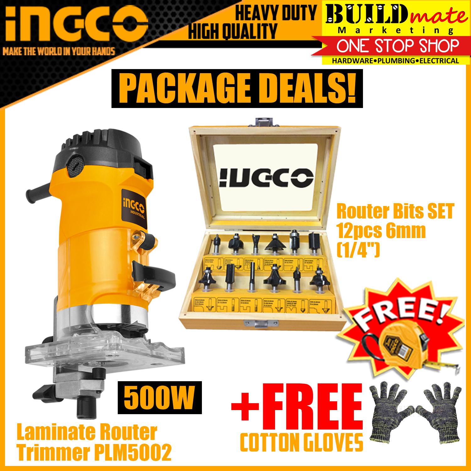 INGCO PACK Laminate Router / Trimmer & Ingco Router Bits 1/4 +FREE Tape ...