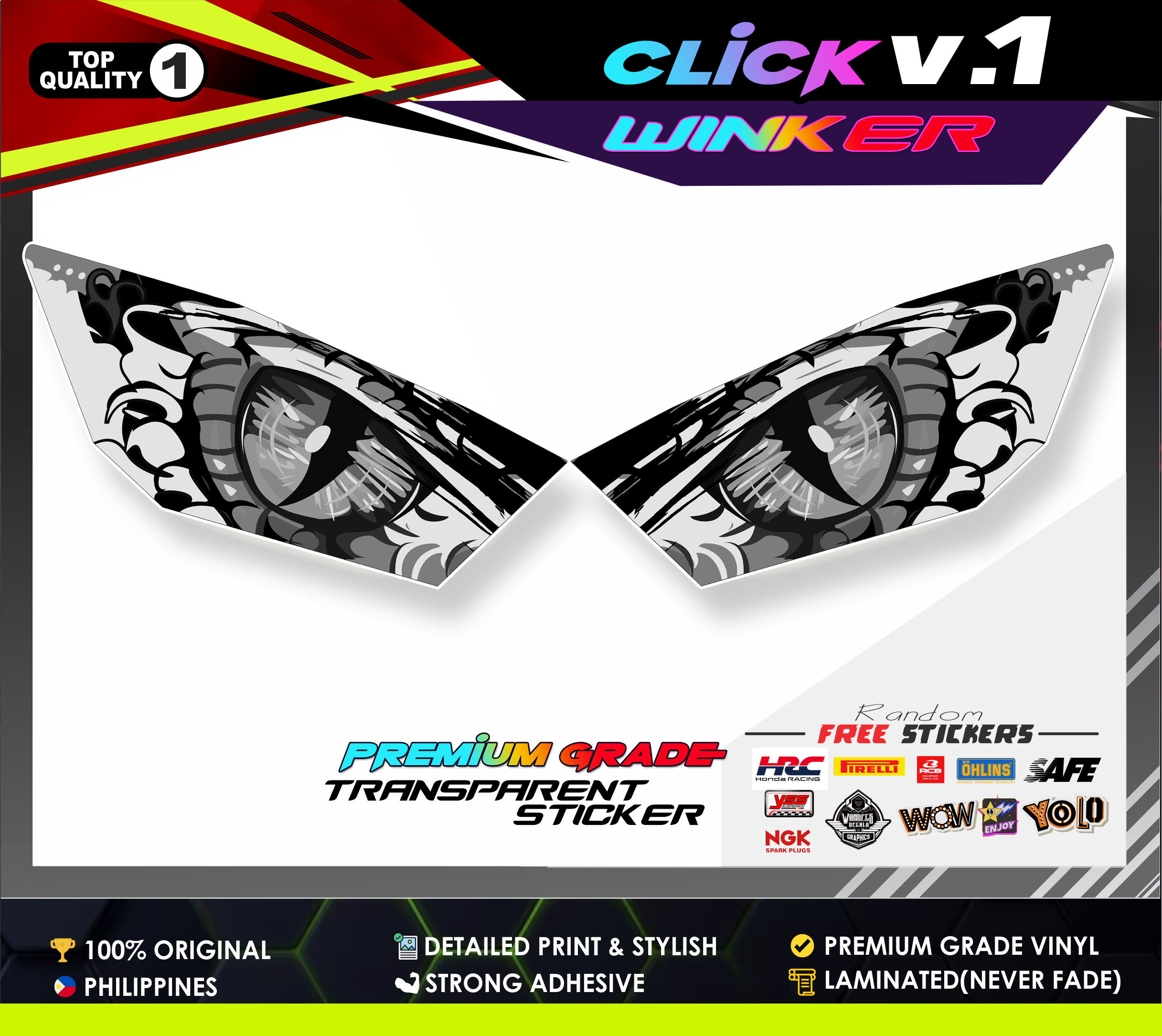 Honda Click 125i V1/v2 Winker Eye Decals: High Quality Motorcycle ...