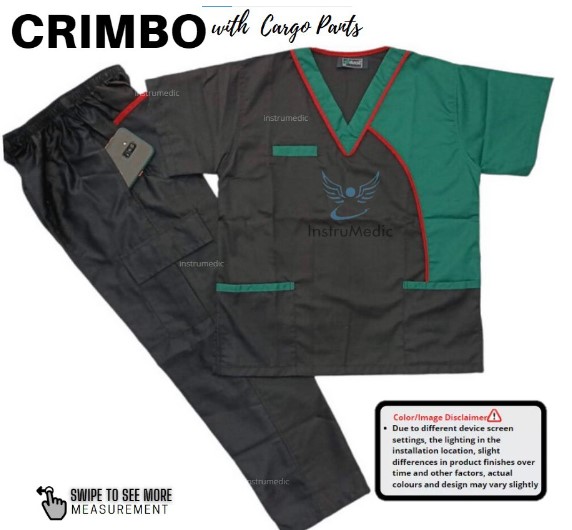 (INSC) CRIMBO Tri-Color Scrub Suit with Piping & Cargo Pants (BRAND ...