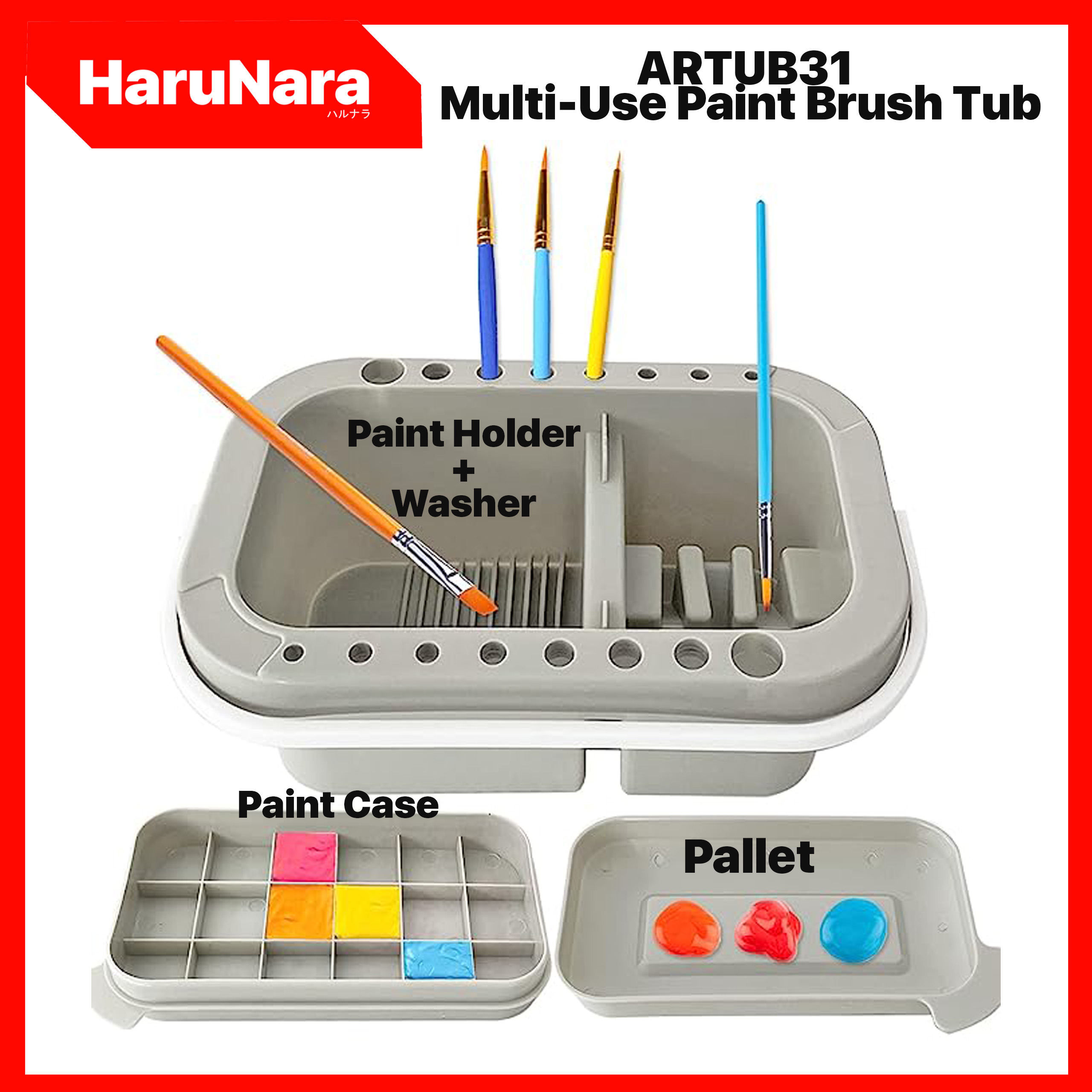 LUMI Paint Brush Cleaner ARTUB31- Paint Brush Holder with Palette and ...