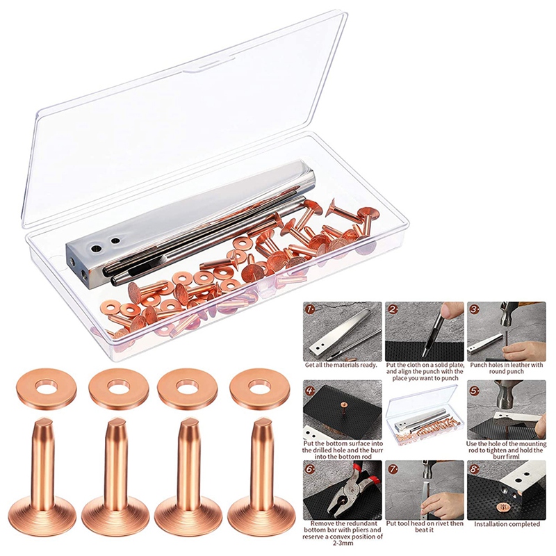 Copper Rivets and Burrs Leather Copper Rivet Hole Punch Cutter DIY ...