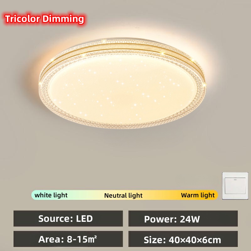 Nordic LED Lamp Ceiling Light 3-color Dim Remote Control Bedroom Light ...