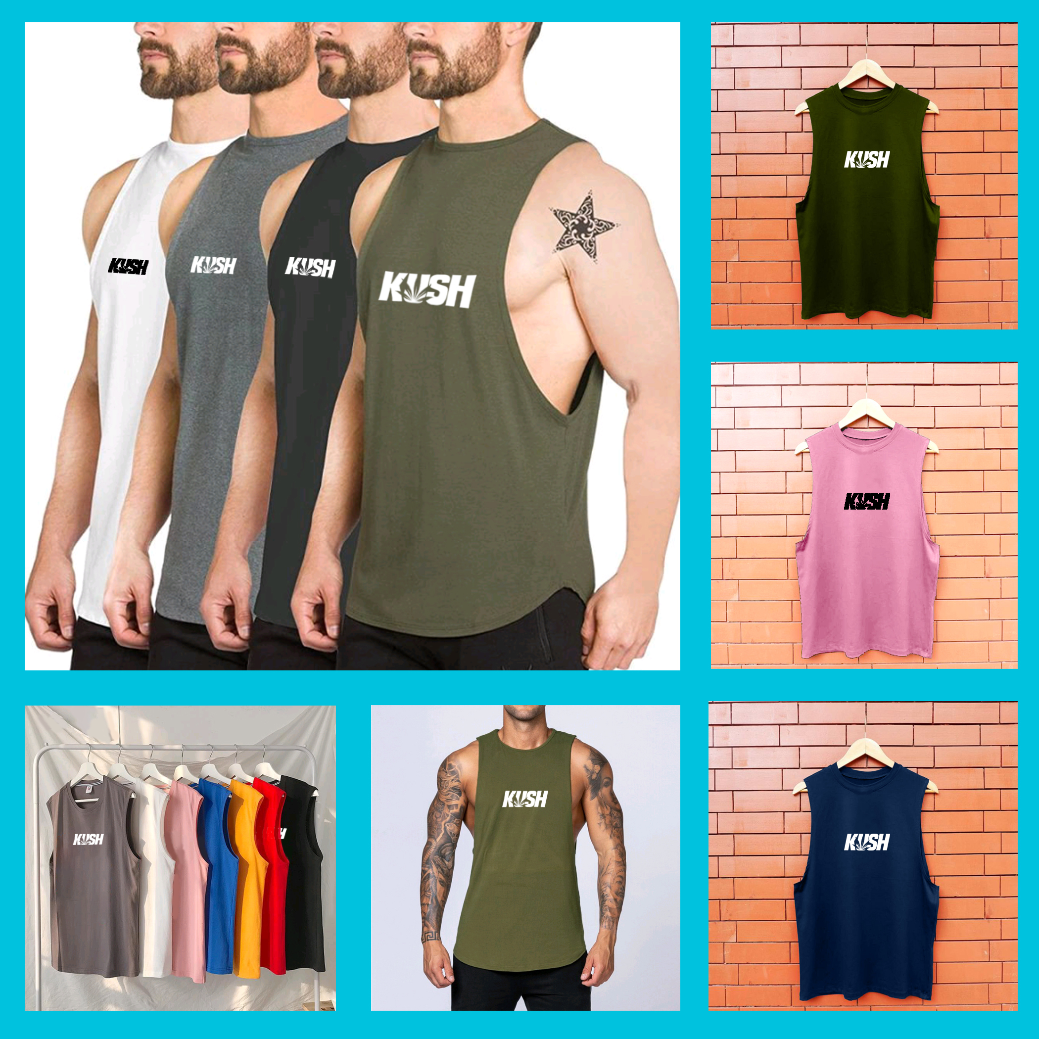 HIGH QUALITY Premium Printed Color Muscle Tee Sando for Men and Women ...