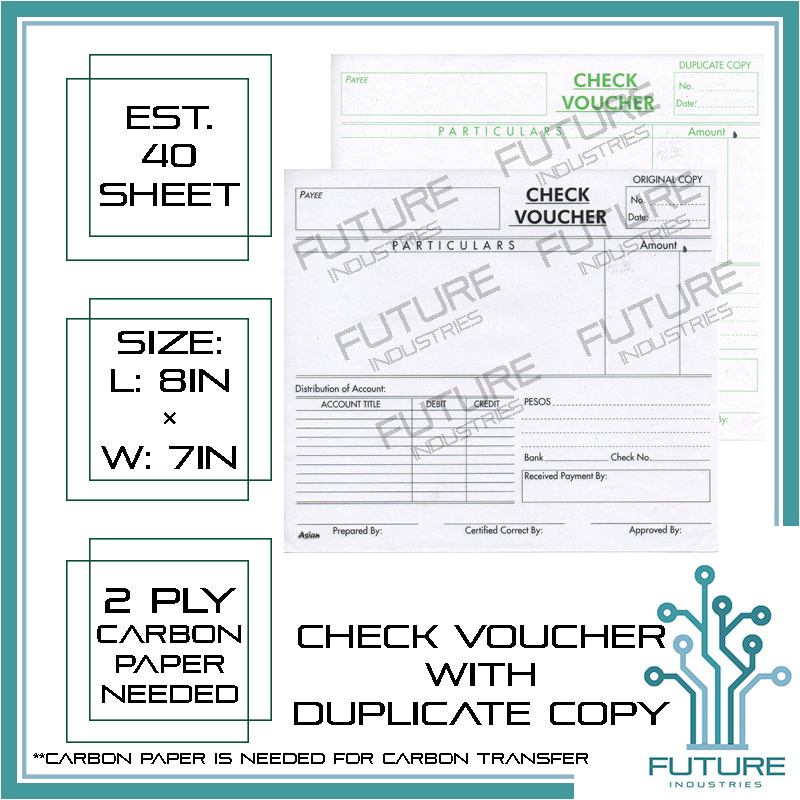 Check Voucher With Duplicate Copy 2 PLY Carbon Paper Needed For Carbon ...