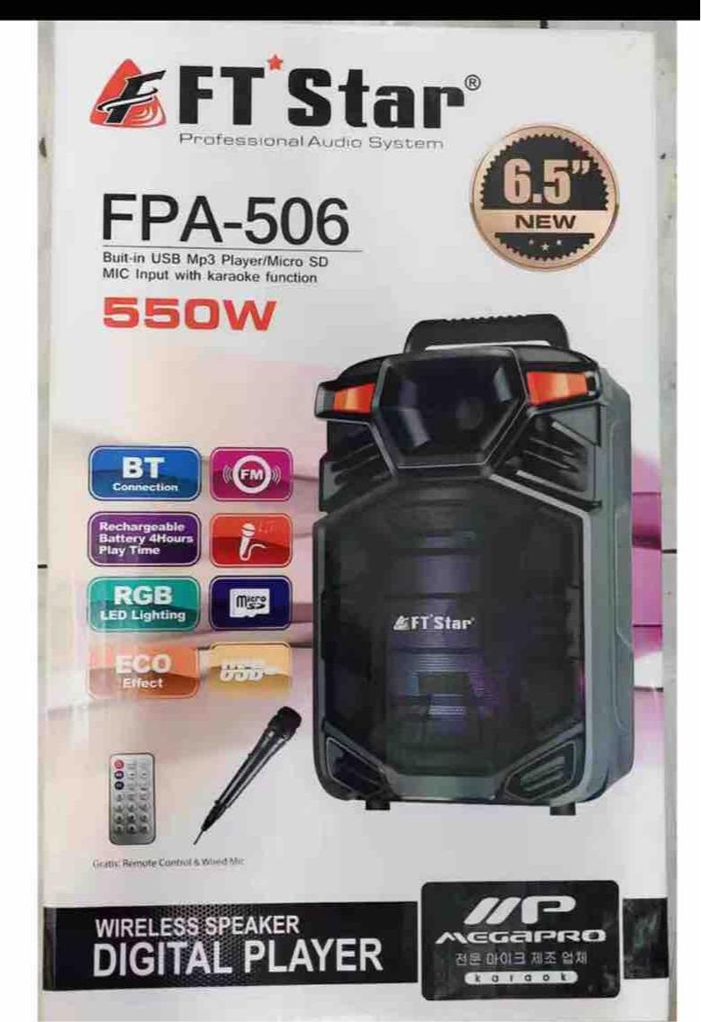 FT STAR FPA-506 Portable Trolley Bluetooth Speaker 6.5 inch With Wired ...