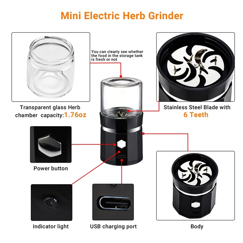 Mini Electric Grinder Portable Vanilla Grinder USB Rechargeable Mill ...