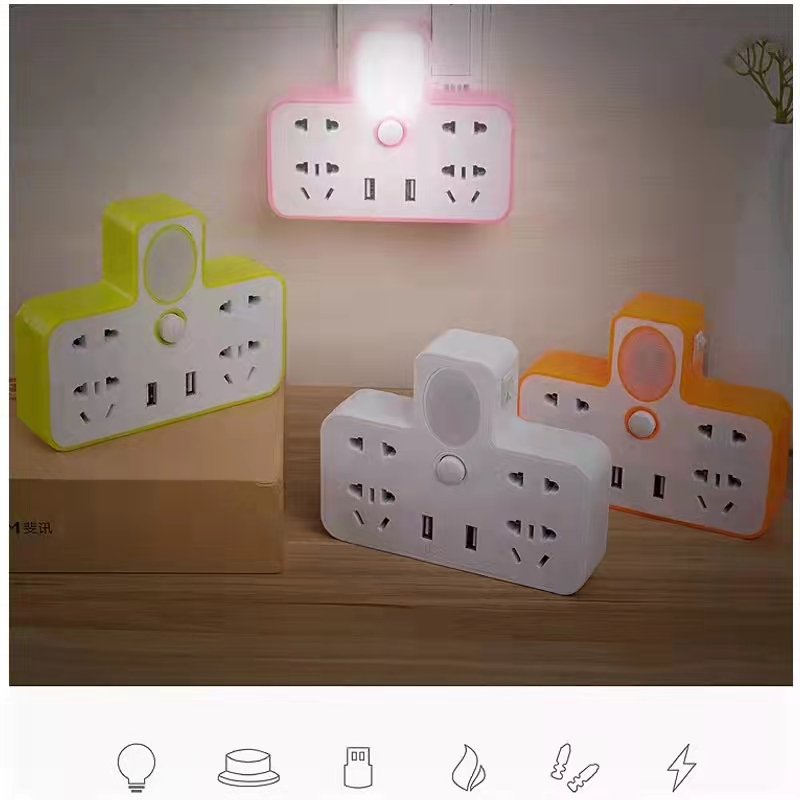 USBSOCKET001- Socket with night light wireless wall plug usb multi-hole ...
