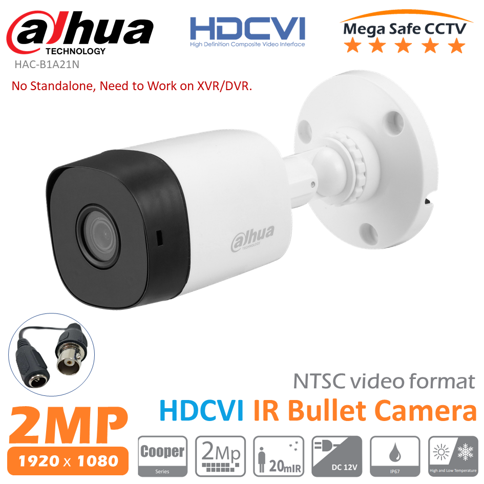 Dahua 2MP/5MP Full HD HDCVI IP67 Outdoor IR Bullet Analog CCTV Camera with IR Night Vision (DH ...