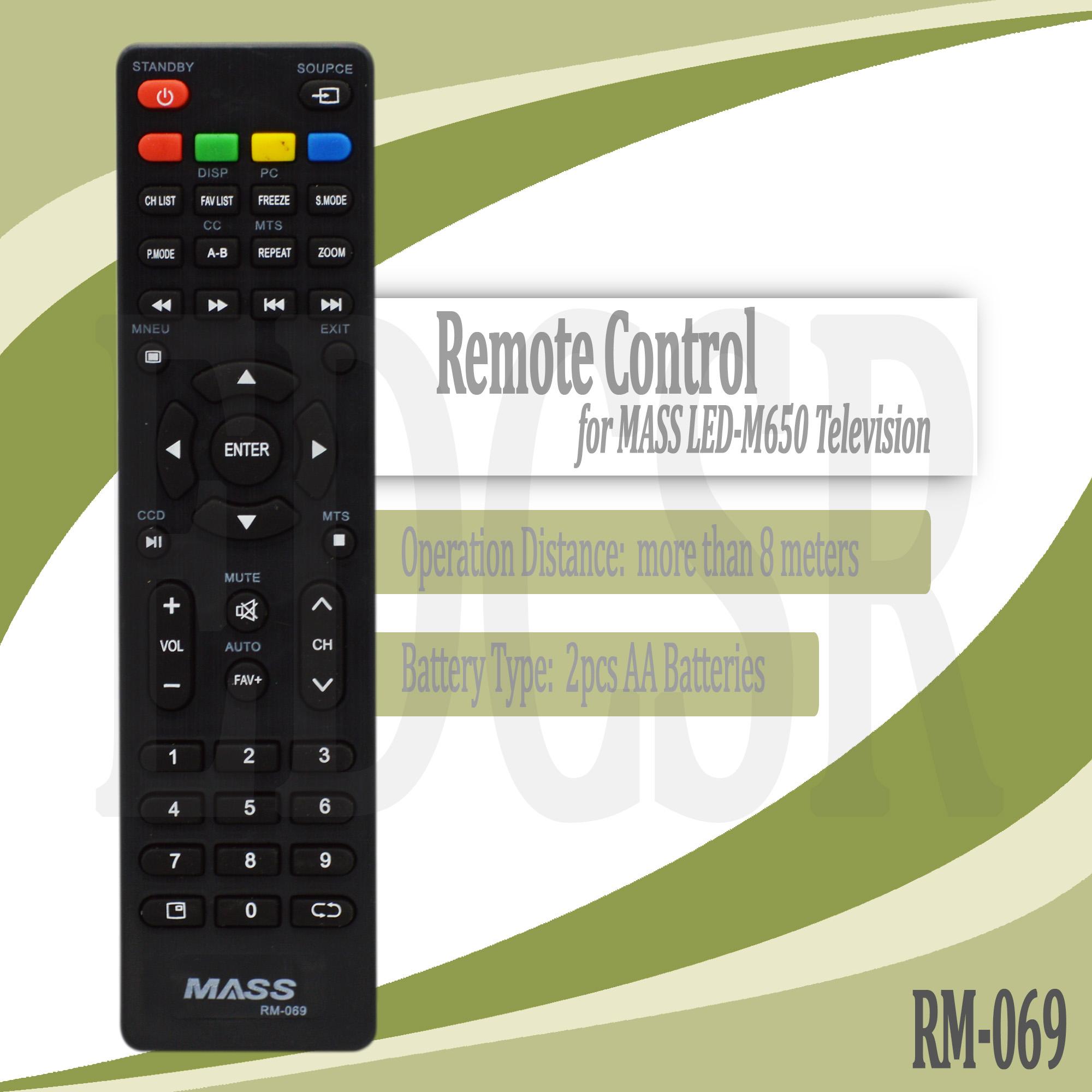 MASS - Remote Control for MASS LED-M650 LED-M600 Television - Black ...