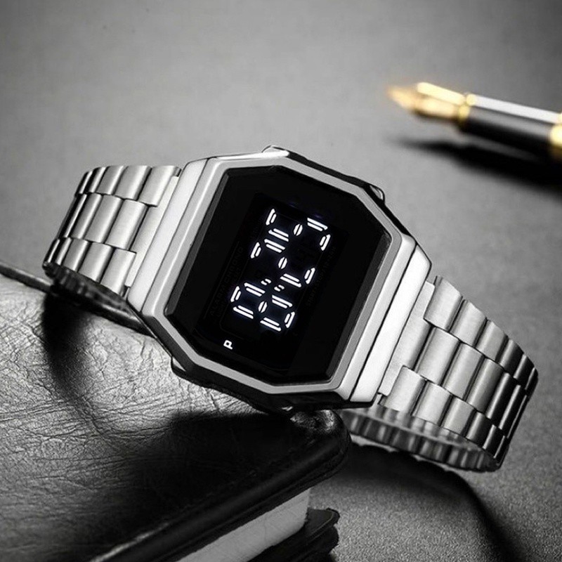 Unisex LED Touch Watch Original Fashion LED Digital Stainless Gold ...