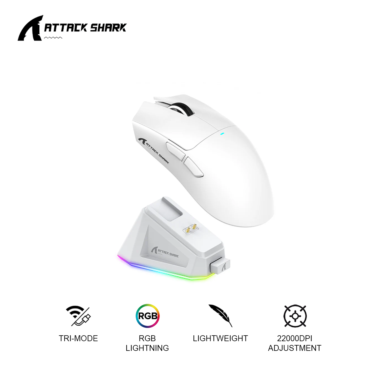 Attack Shark X11 Gaming Mouse with Magnetic RGB Charging Dock PixArt ...