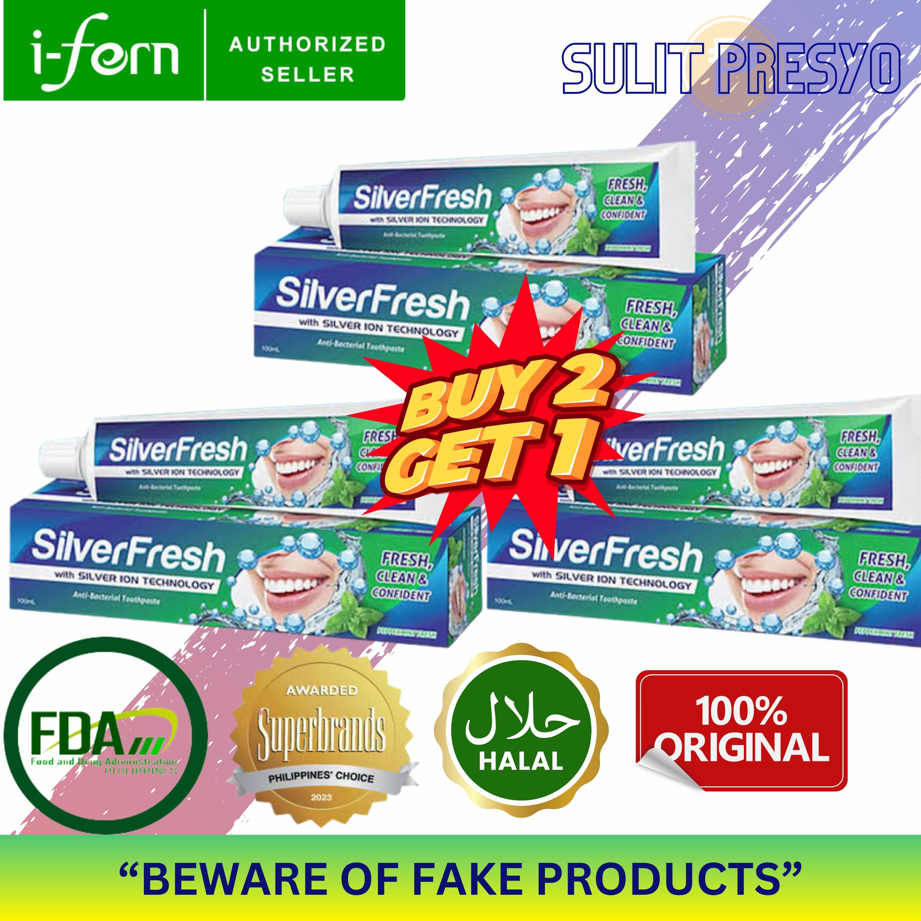 I-Fern Set of Four Silverfresh 100ml (The first toothpaste in the ...