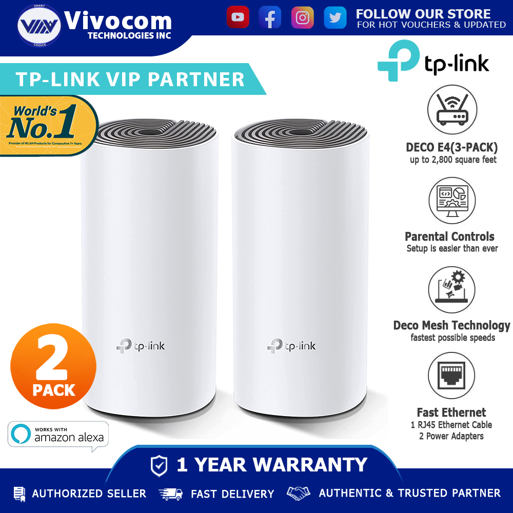 TP-Link Deco E4 (2-Pack) AC1200 Whole Home Mesh WiFi System Fast ...