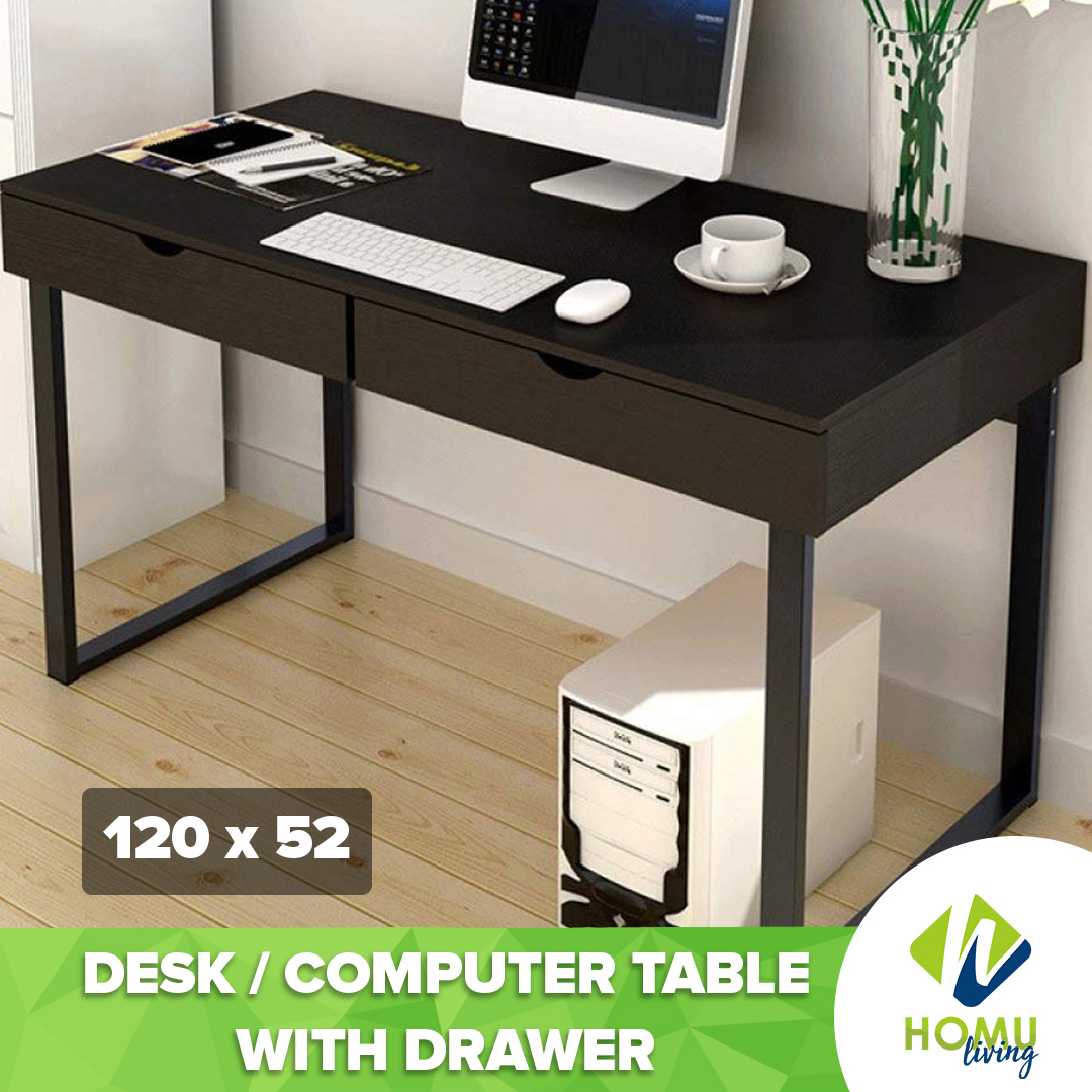 Homu Minimalist VICTORIA 120x54 Home Office Desk Computer Table with 2 ...