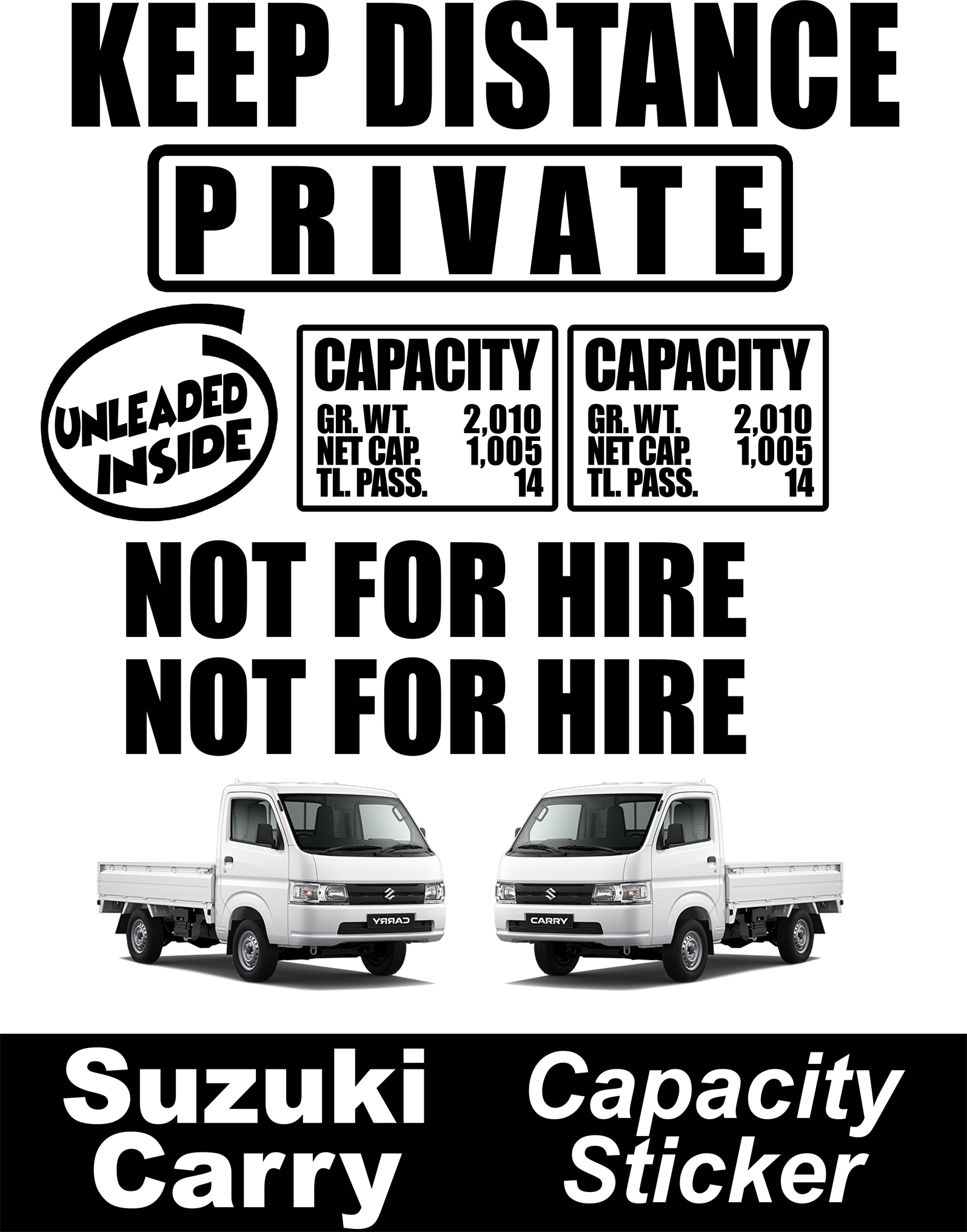 Suzuki Carry Capacity Set Stickers Vinly | Lazada PH