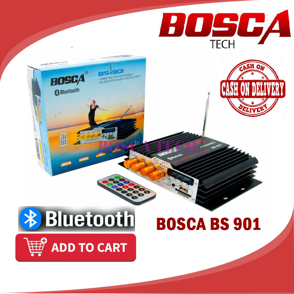 BOSCA Car Audio Power Amplifier 4 Channel output with Bluetooth BS-901 ...