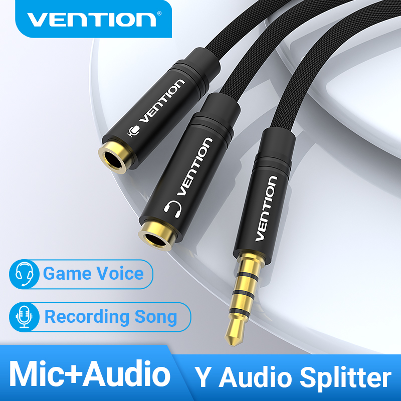 Vention 3.5mm Jack Splitter for Audio and Mic Earphone Extension Cable ...