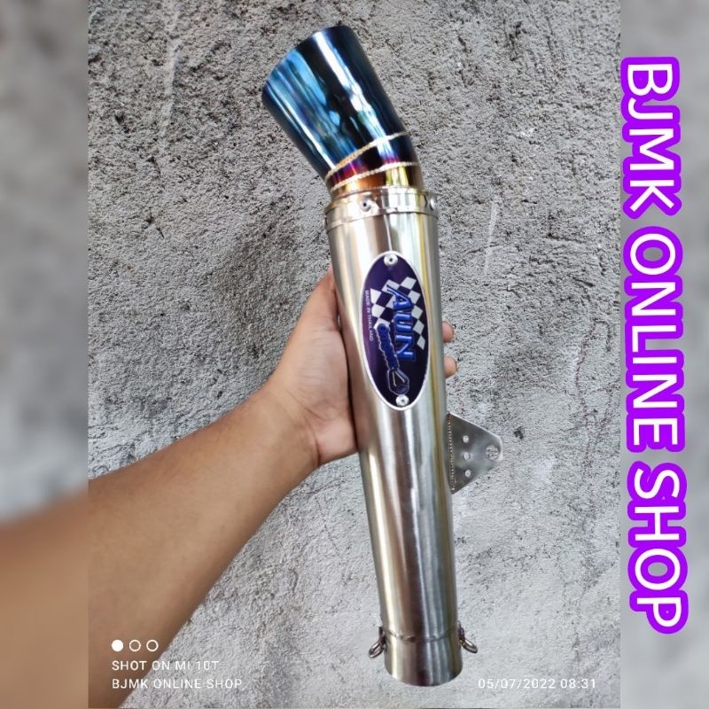 STAINLESS OPEN PIPE BLUE TIP WITH EMBLEM TIP ( AUN ) EMBLEM ( DAENG SAI ...