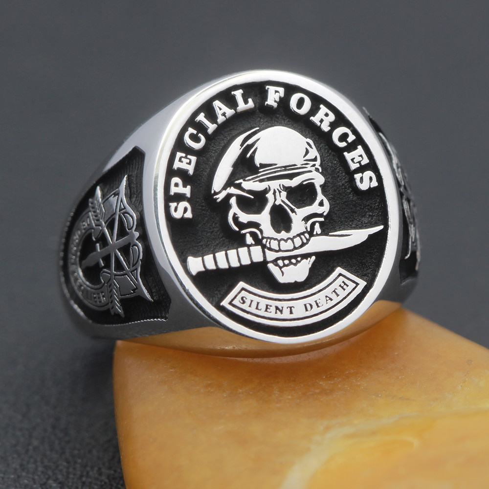 Army Special Forces Green Berets Skull Ring 925 Silver Ring | Lazada PH