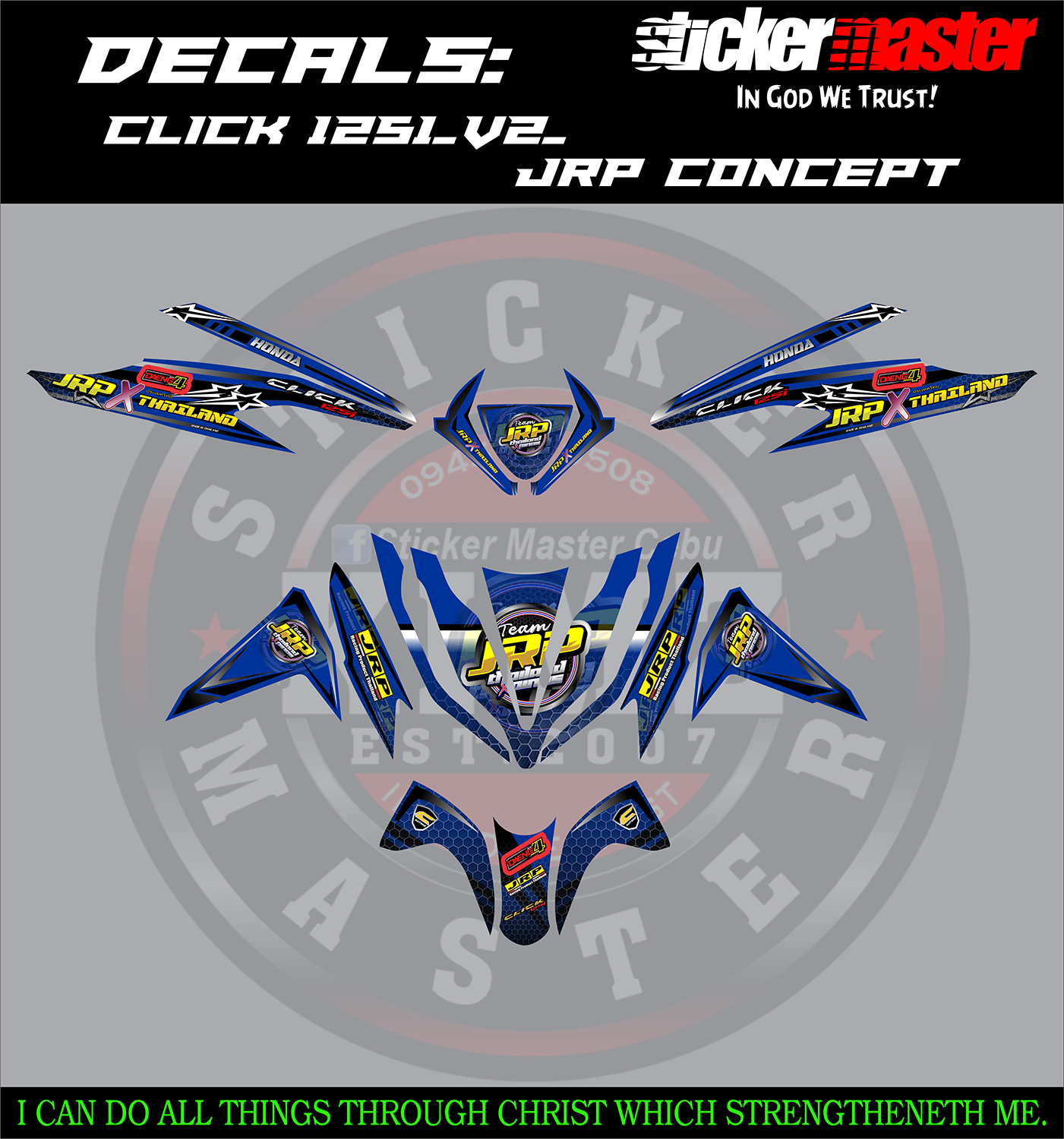 CLICK 125i VERSION 2 DECALS JRP CONCEPT (BLUE) | Lazada PH