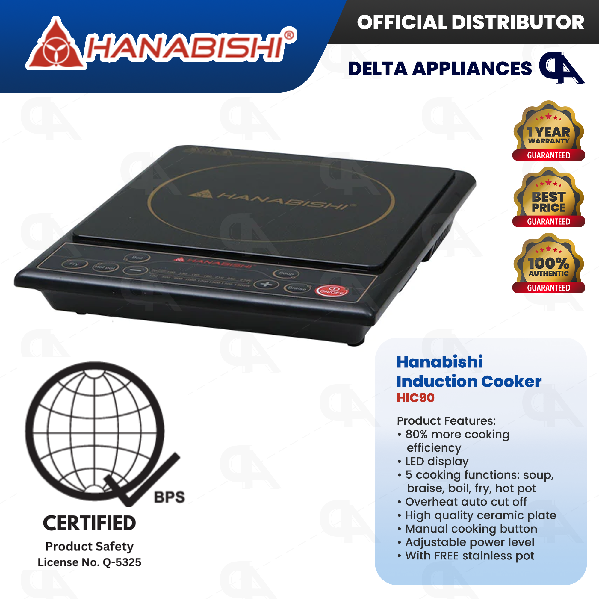 Hanabishi Induction Cooker with Stainless Pot Original 1 Year Warranty ...