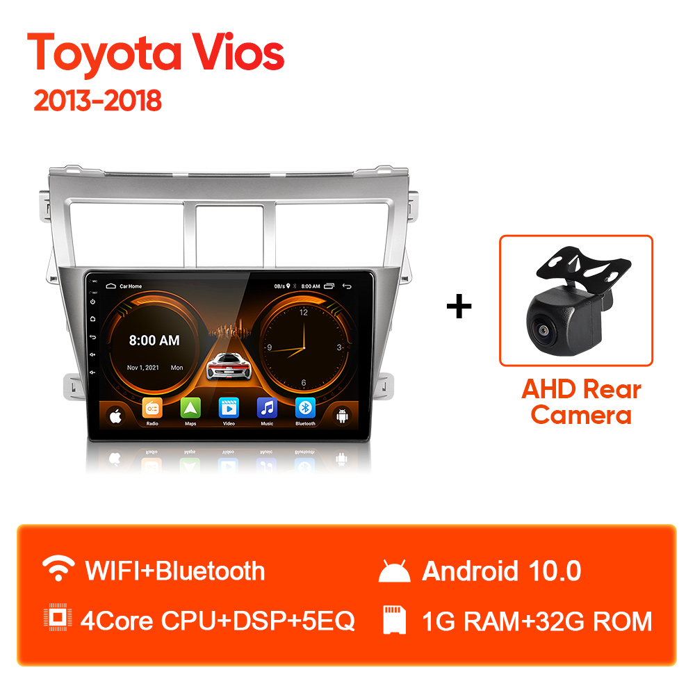 JIUYIN 9 inch Android Head Unit for Toyota Vios 2008-2013 Android 10.0 ...