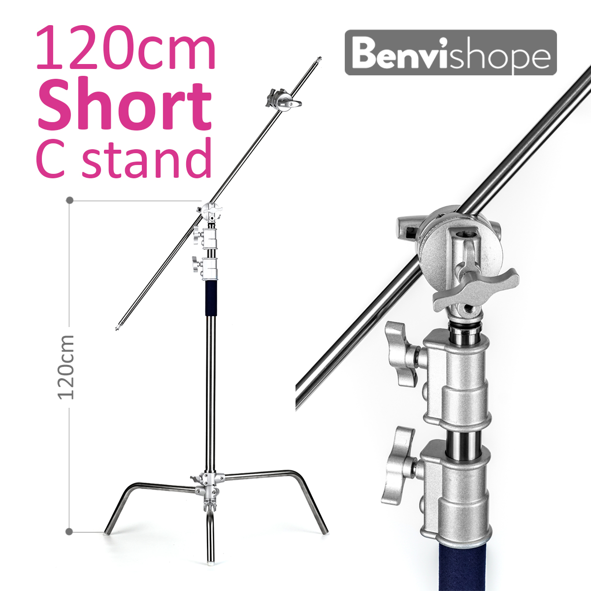 Short C Stand 120cm Heavy Duty Studio Century C-Stand Detachable with ...