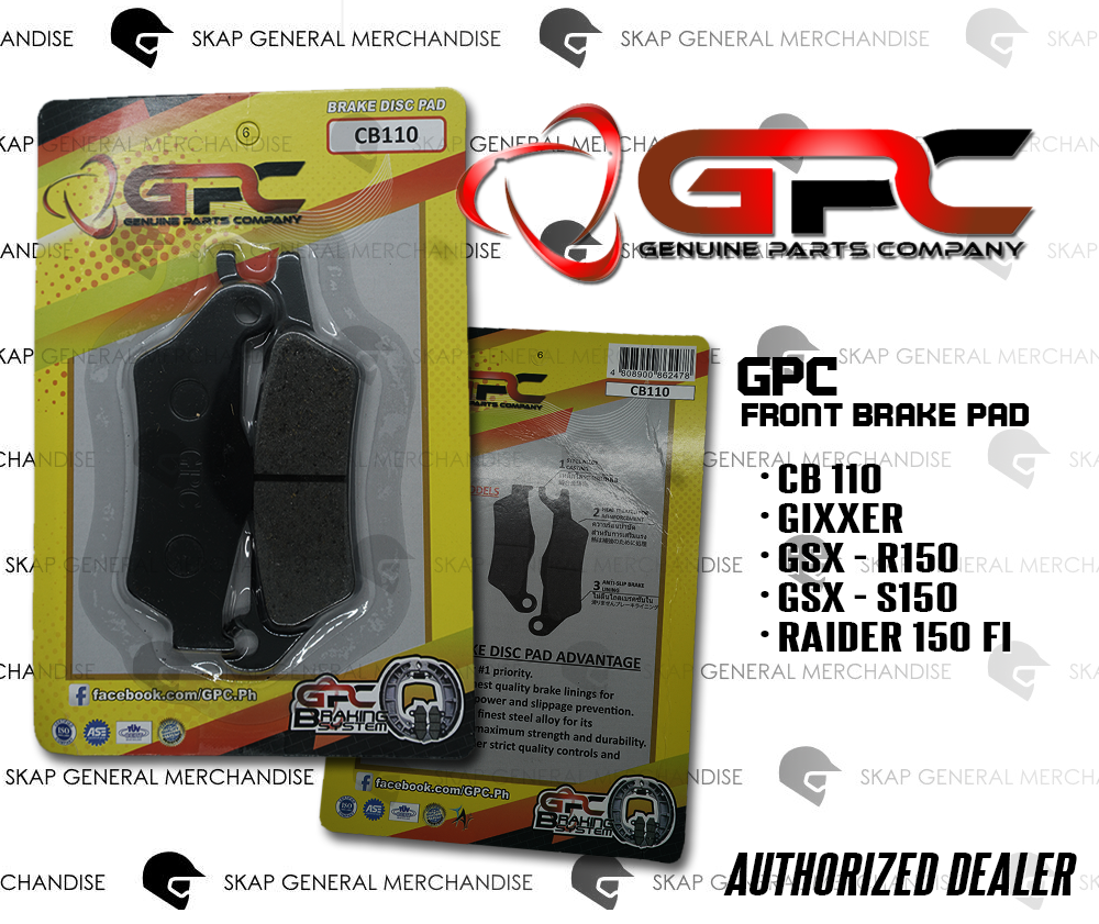 GPC MOTORCYCLE DISC BRAKE PAD - FRONT - CB 110 • GIXXER • GSX R150 ...