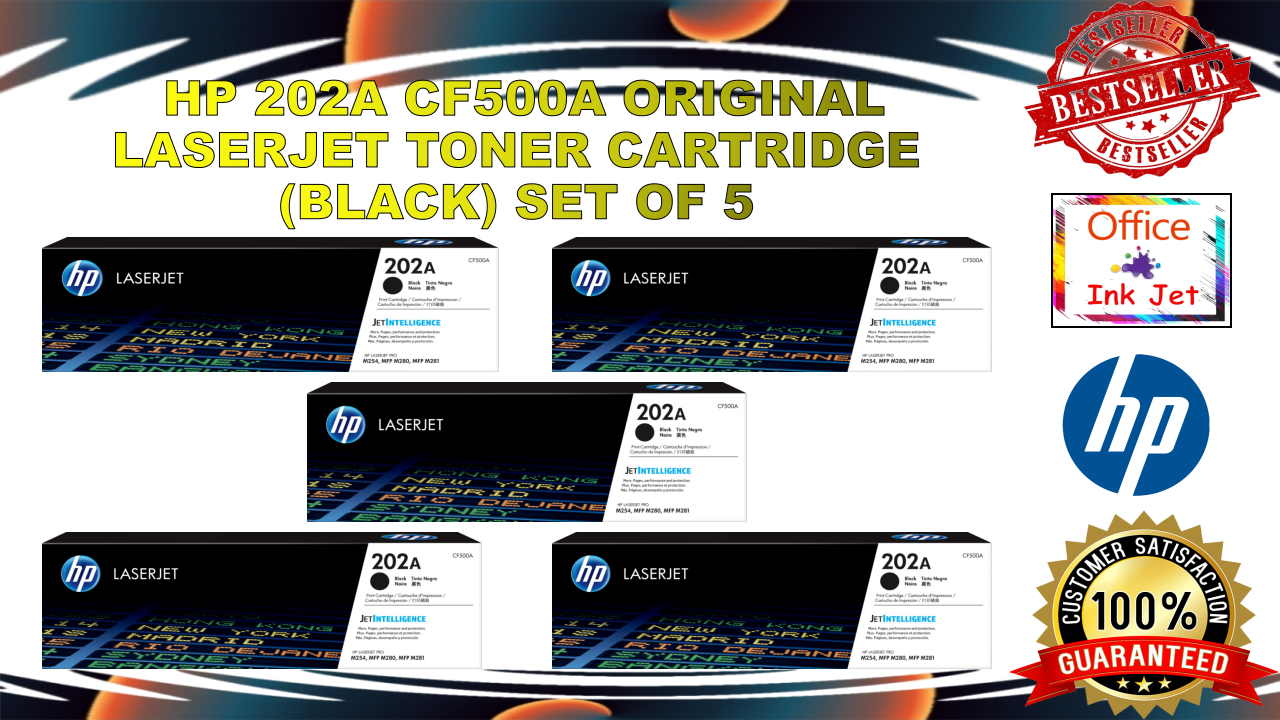 HP 202A CF500A ORIGINAL LASERJET TONER CARTRIDGE (BLACK) SET OF 5 ...