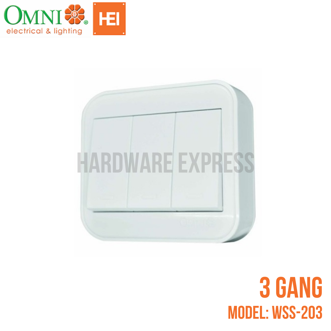 Omni Surface Mounted Convenience Wall Switch 1 / 2 / 3 Gang (WSS-201 ...