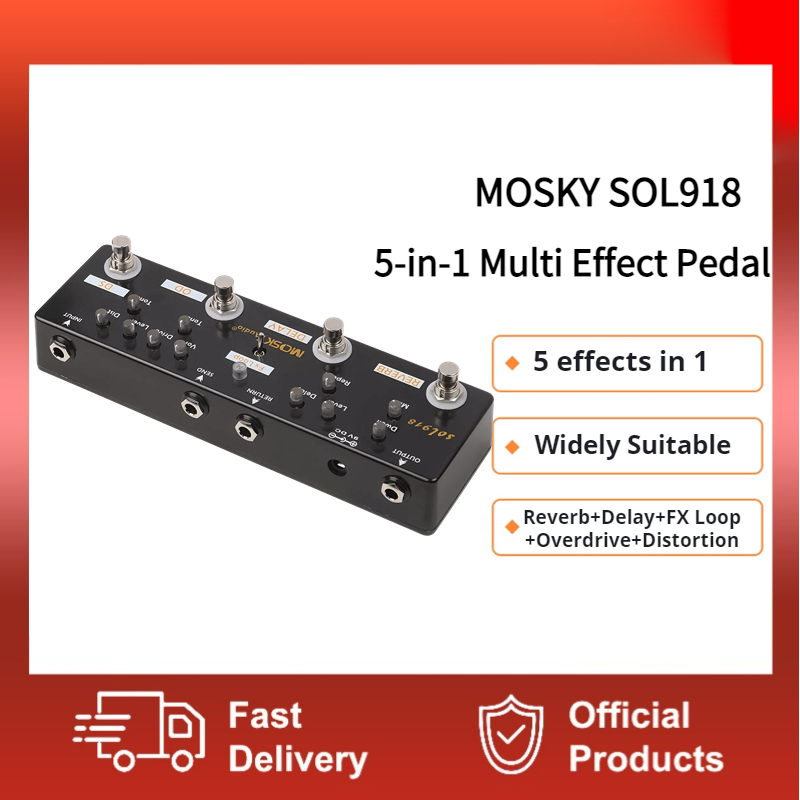 MOSKY Audio SOL918 5-in-1 Multi Effect Pedal Combined Effect Guitar Pedal True Bypass Multi-in ...