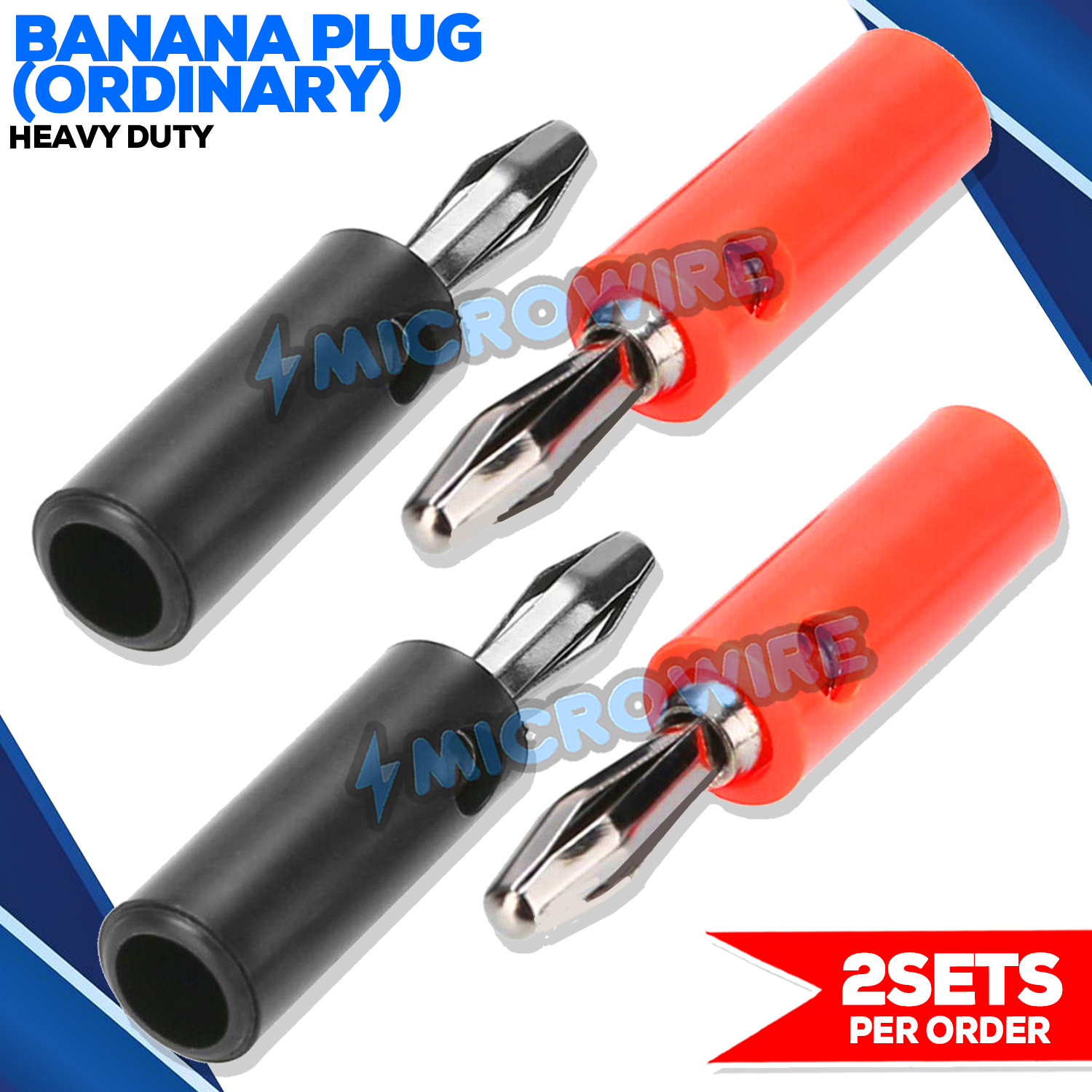2 Sets Plug test probe plug 4MM black+red Speaker Screw Wire Cable ...