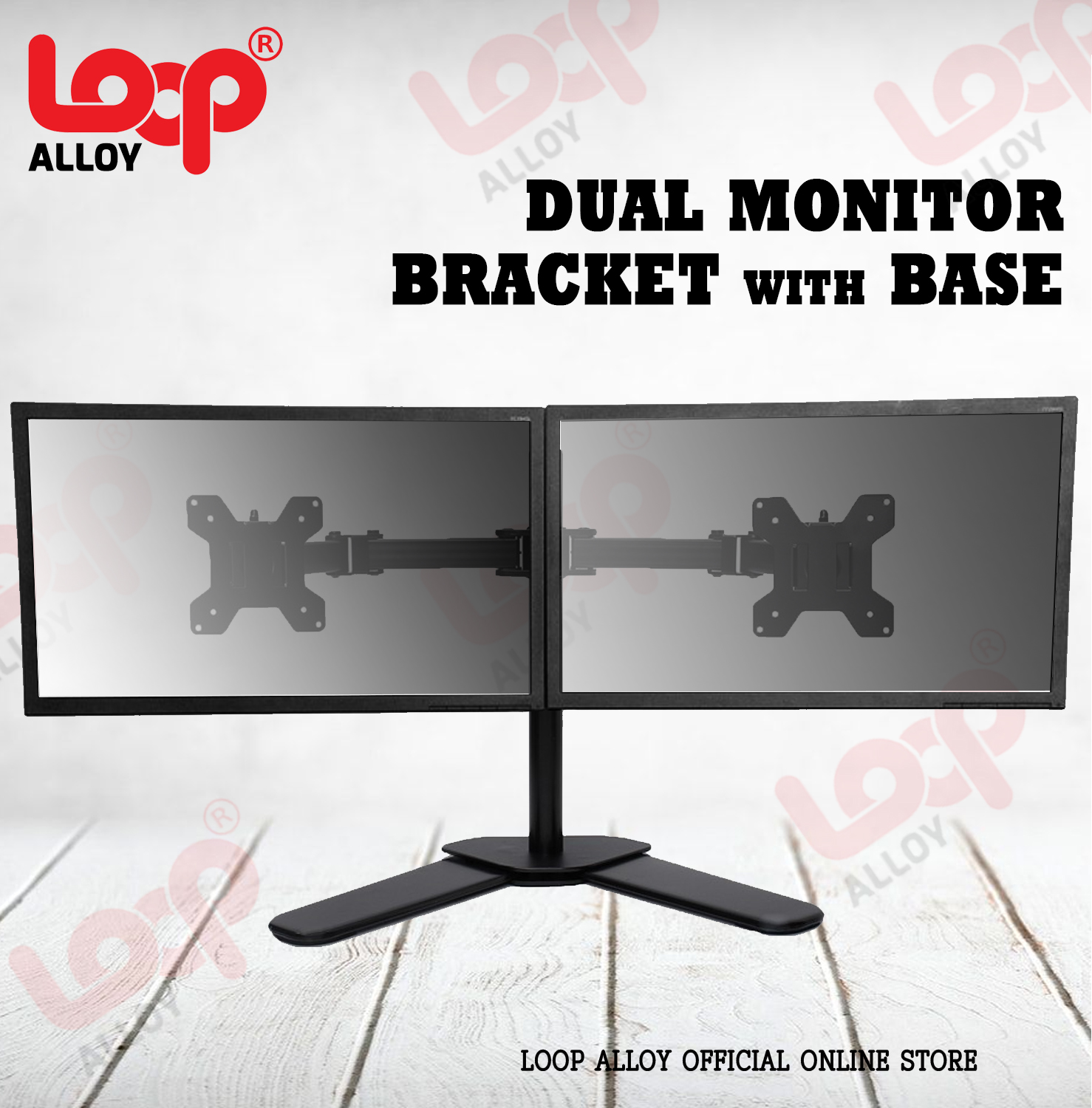 Loop Alloy Dual Arm Monitor Bracket with Base for 18-27“ Monitors ...