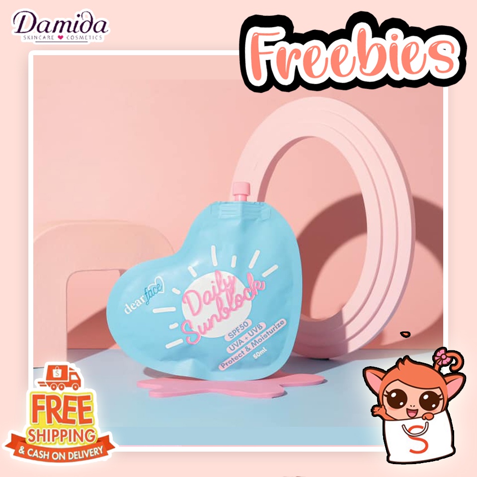 ;>pDear Face Daily Sunblock Pouch with resealable cap (50g) + FREEBIES ...