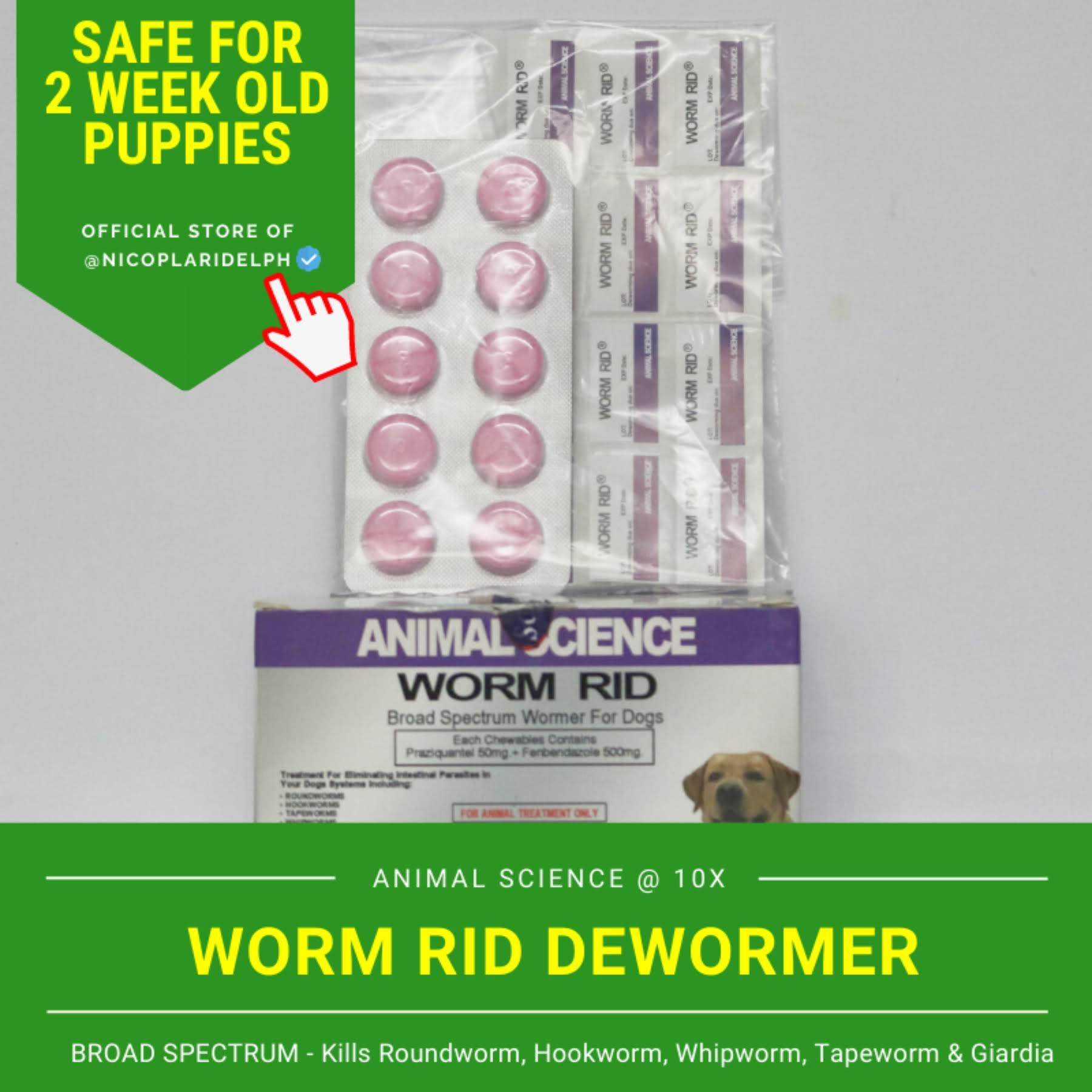 [SET OF 10] Animal Science Worm Rid Broad Spectrum Power Dewormer for ...