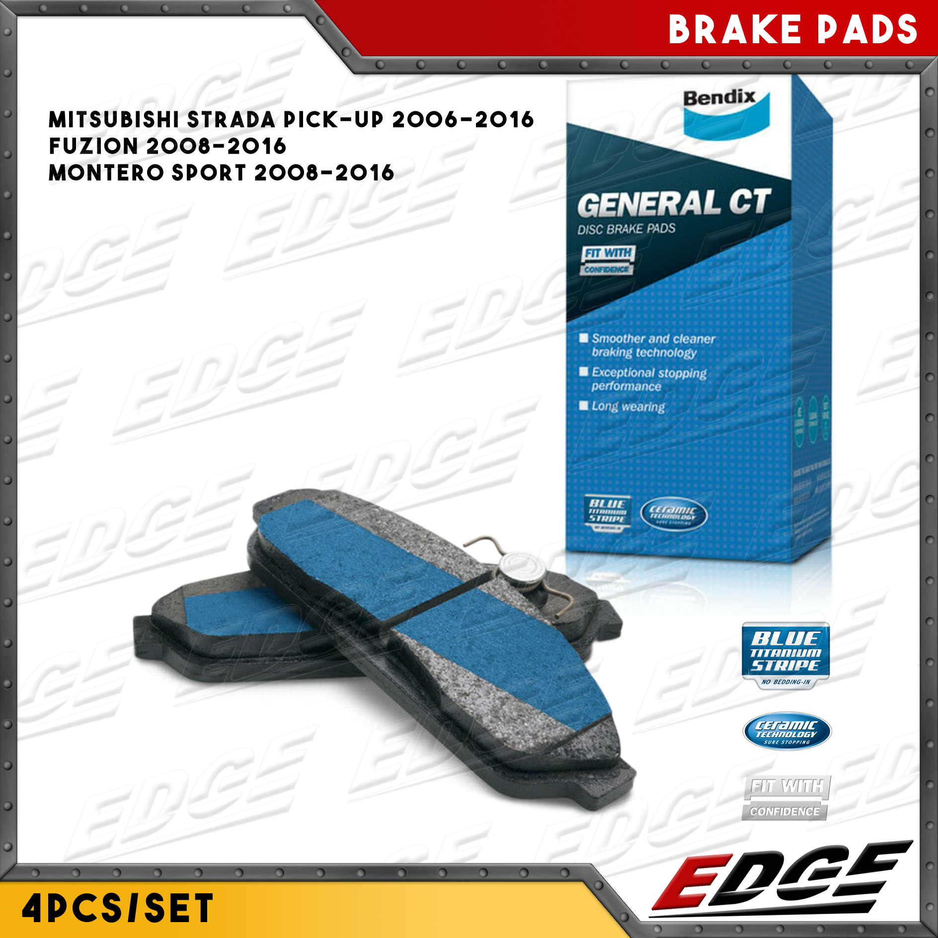 Bendix (DB1774-GCT) FRONT Brake Pads for Mitsubishi Strada Pick-Up Fuzion Montero Sport 4pcs/set ...