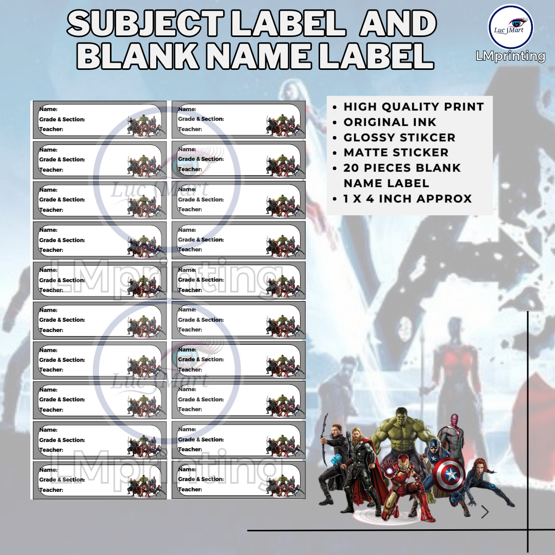 LUCSMART fast shipping - MARVEL AVENGERS THEMED STICKER LABEL AND NAME ...
