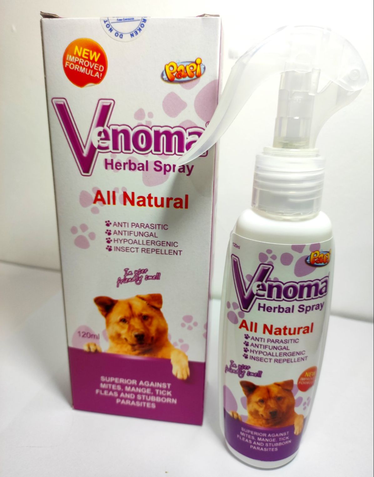 [G&G] PAPI VENOMA HERBAL SPRAY / 120ML / ALL NATURAL / FOR DOGS / CATS ...