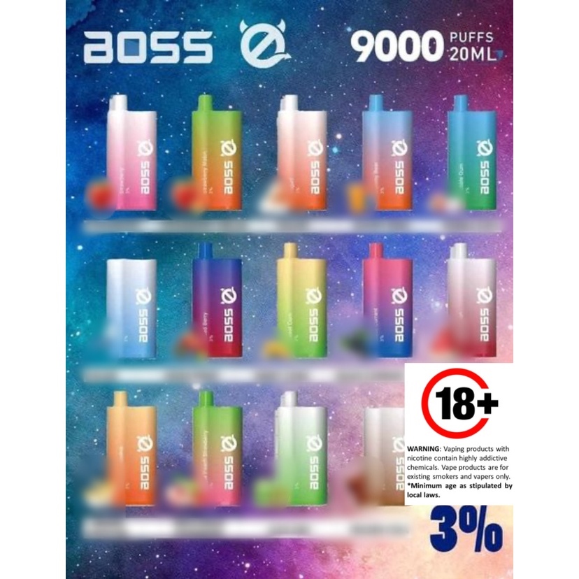 VAPE Boss 9000 Puffs 9k Dispo Disposable 3 20ml | Lazada PH