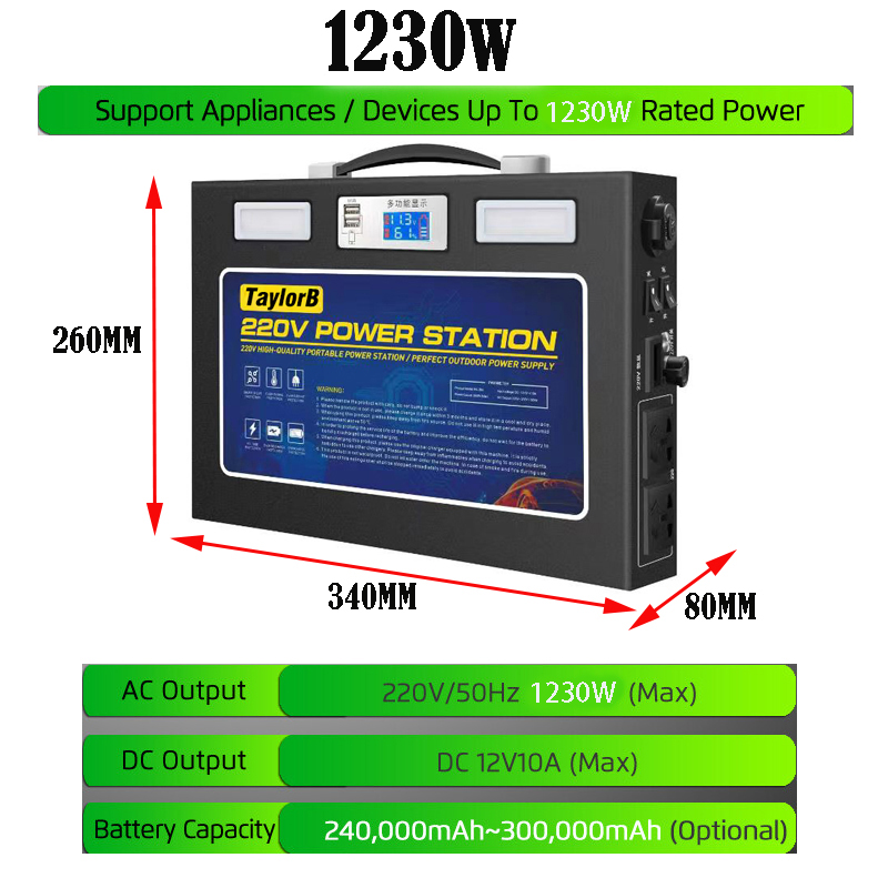 Portable Power Station 350W/700W/1230W AC 220V Output Emergency Backup ...