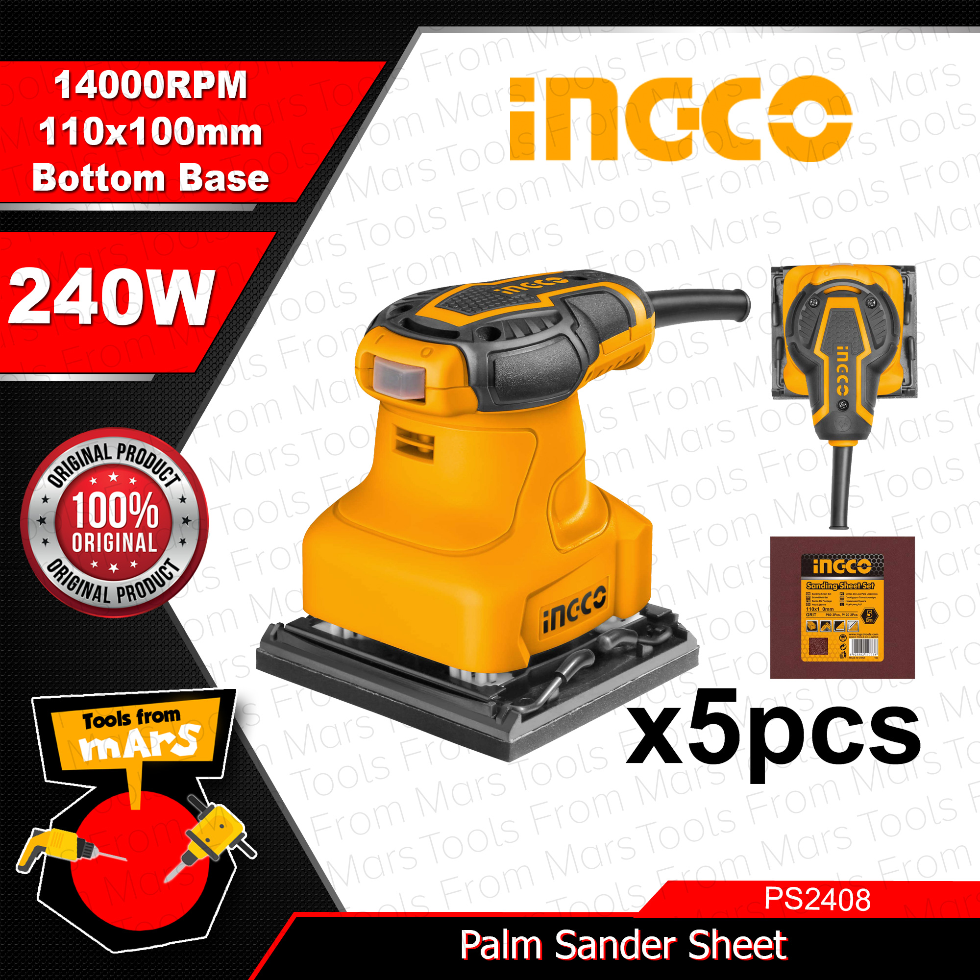 INGCO Palm Sander Sheet 240W PS2408 •TOOLS FROM MARS• IPT | Lazada PH
