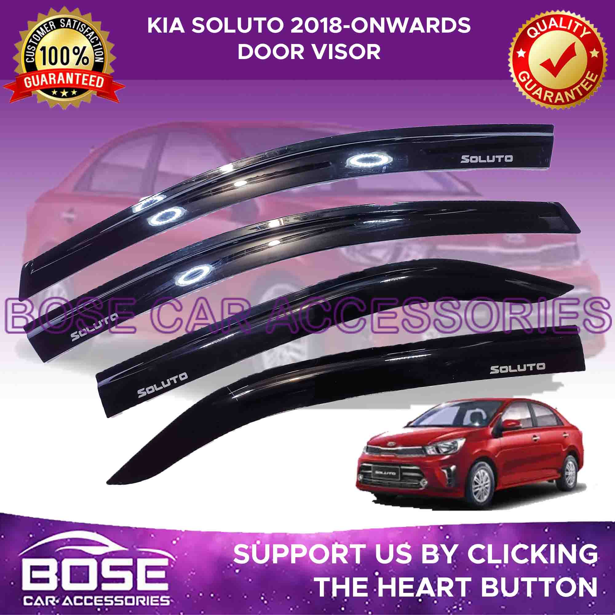 Window Rain Door Visor for Kia Soluto 2018 - Onwards / Kia Seltos 2020 ...